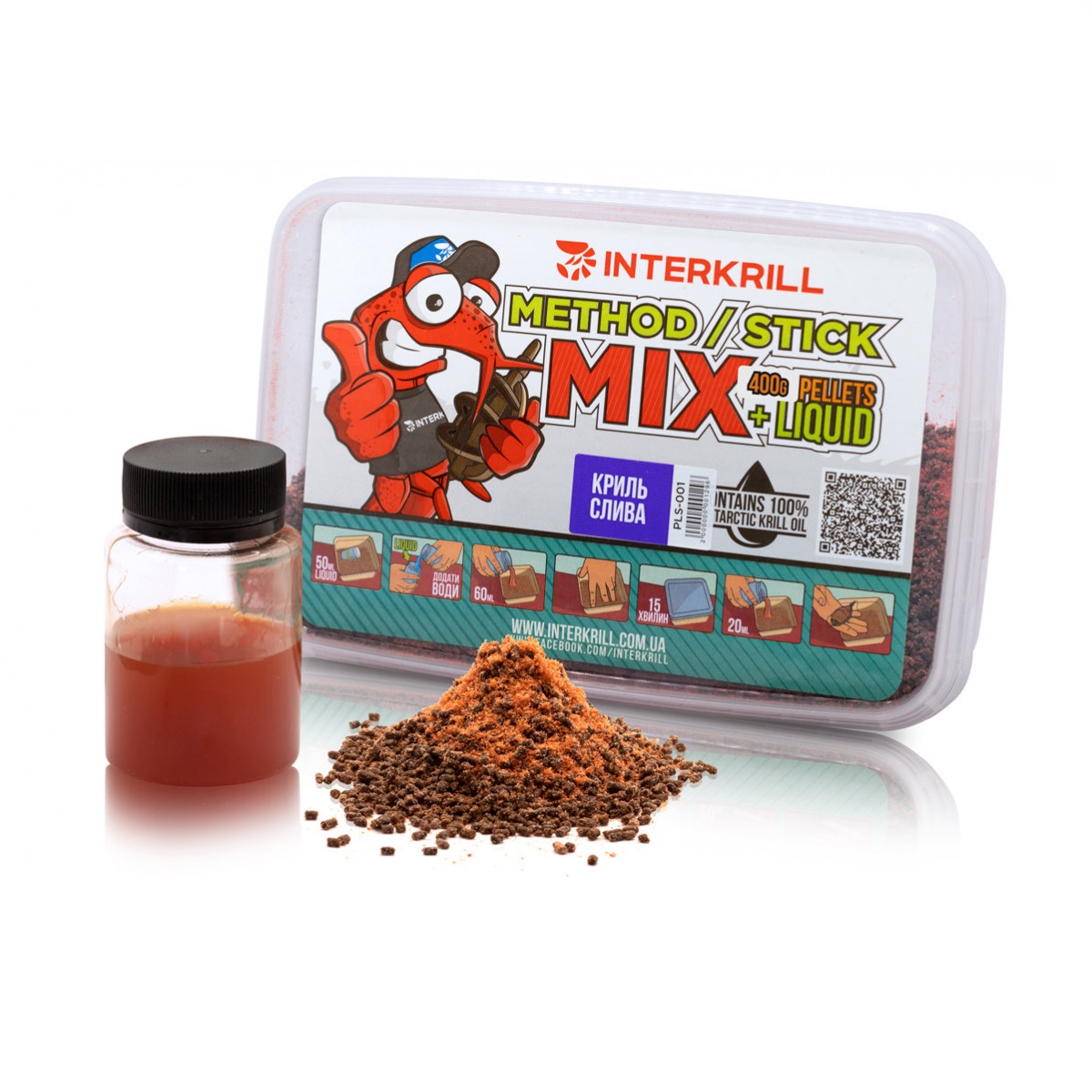 Пелетс Interkrill METHOD/STICK MIX Криль-Слива, 400 г